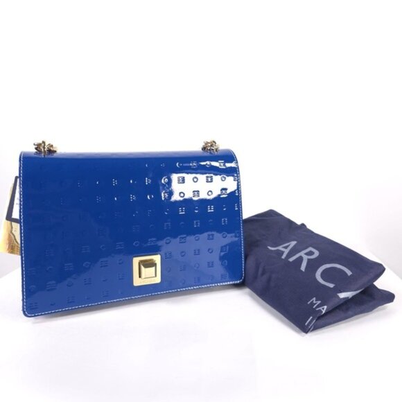 Arcadia | Bags | Nwt Arcadia Zaffiro Blue Genuine Patent Leather Twist ...